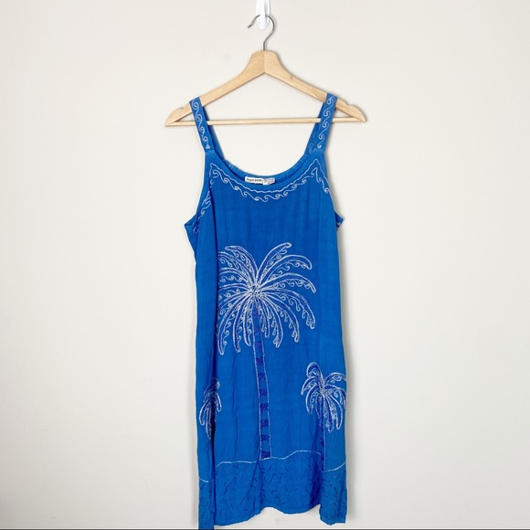 raya sun | Dresses | Raya Sun Vintage 9s Palm Tree Embroidery Dress ...